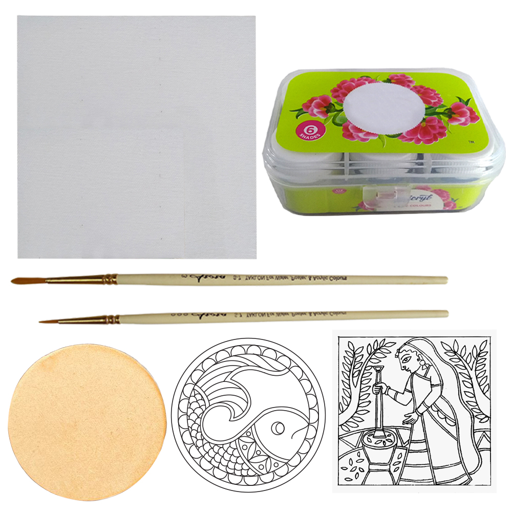 Penkraft | Madhubani Painting on Canvas DIY Kit | Order Now