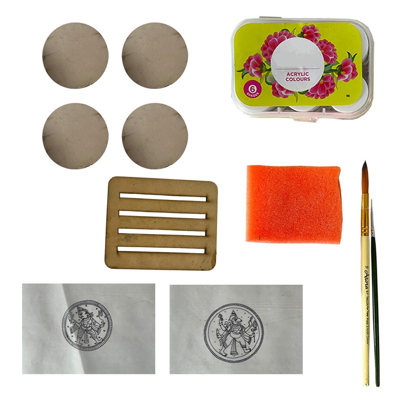 Penkraft|Ganjifa Art on MDF Tea Coasters DIY Kit | Free Video Tutorial